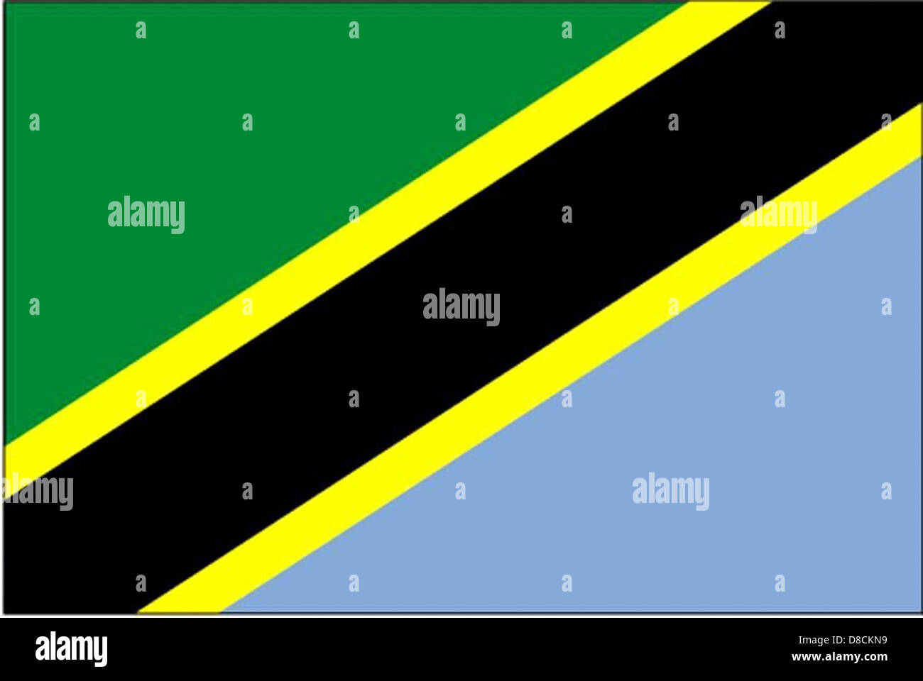 An image of the national flag of Tanzania, featuring green, yellow ...