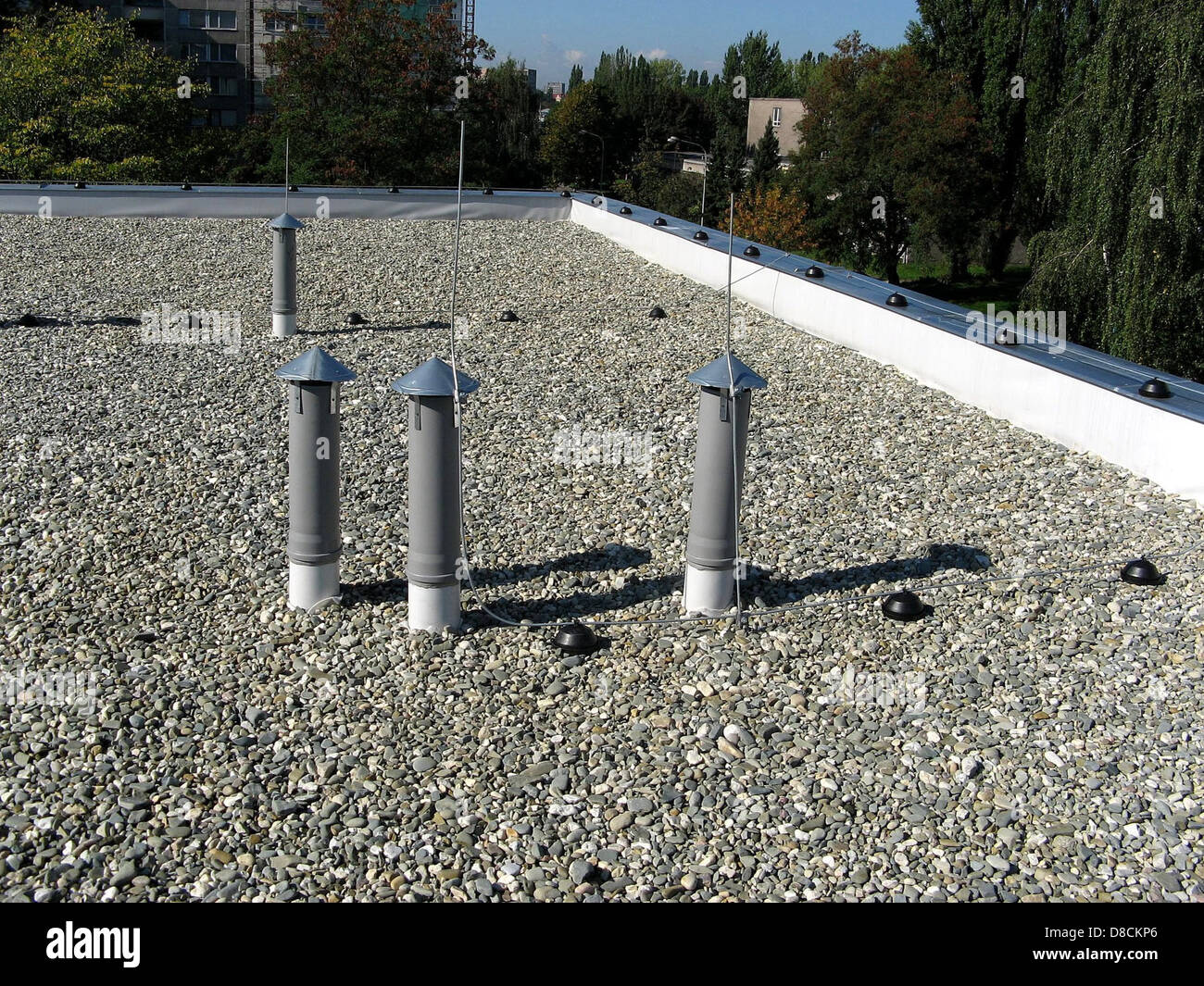 A flat roof design, commonly used in modern architecture, offers a ...