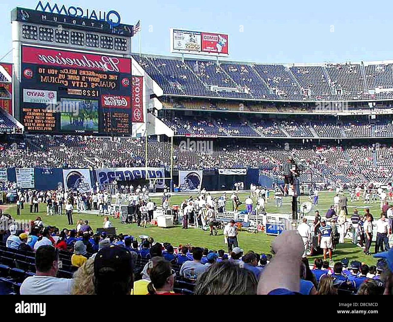 Football stadiums crowds fields scoreboards chargers Stock Photo - Alamy