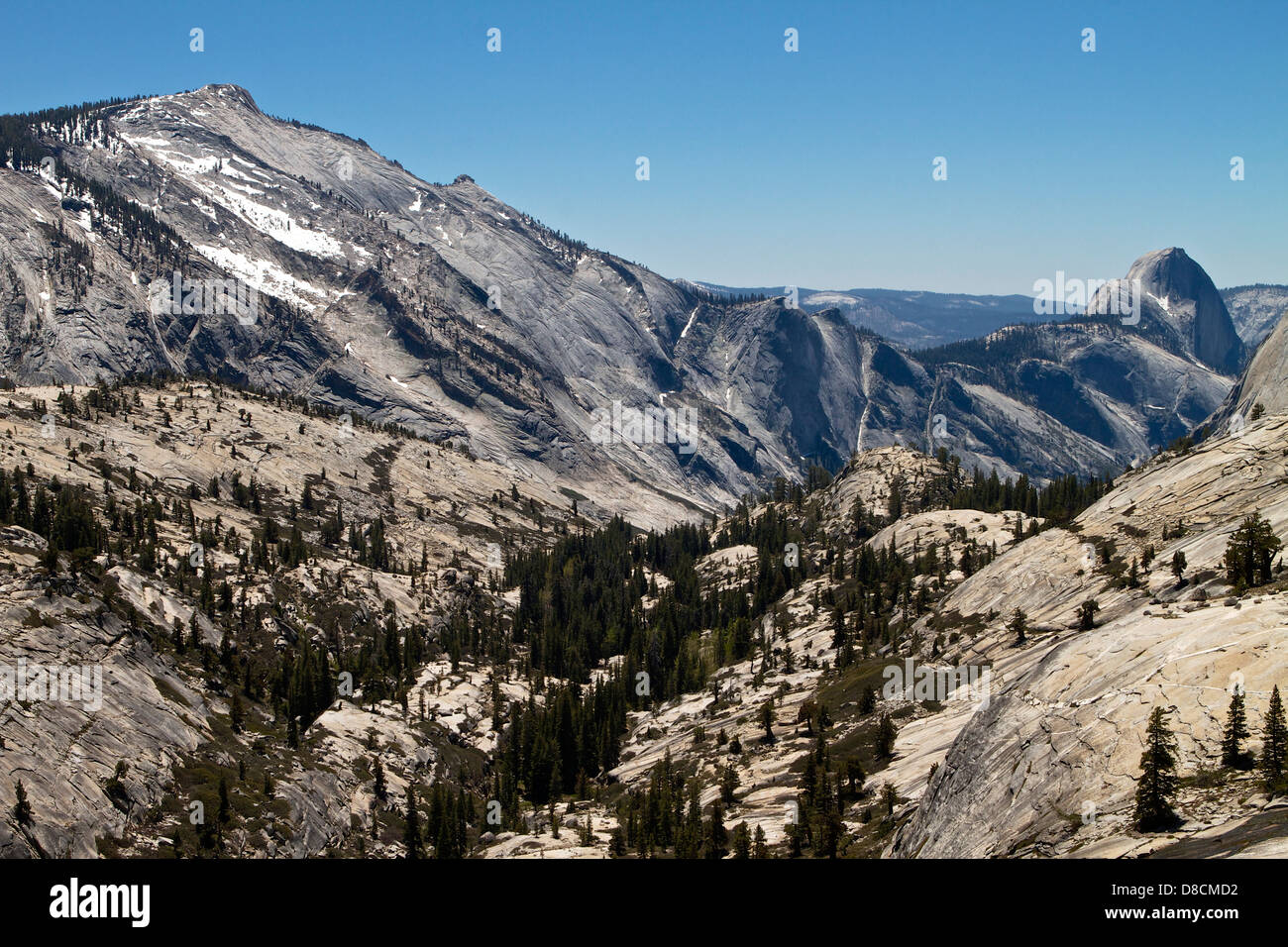 A view from Olmsted Point looking down Tenaya Canyon at Half Dome in ...