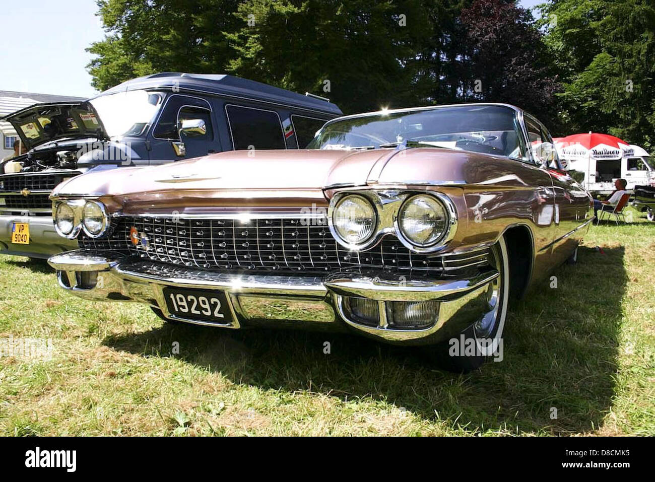 A close-up shot of the front bumper of an oldtimer car, showcasing the ...