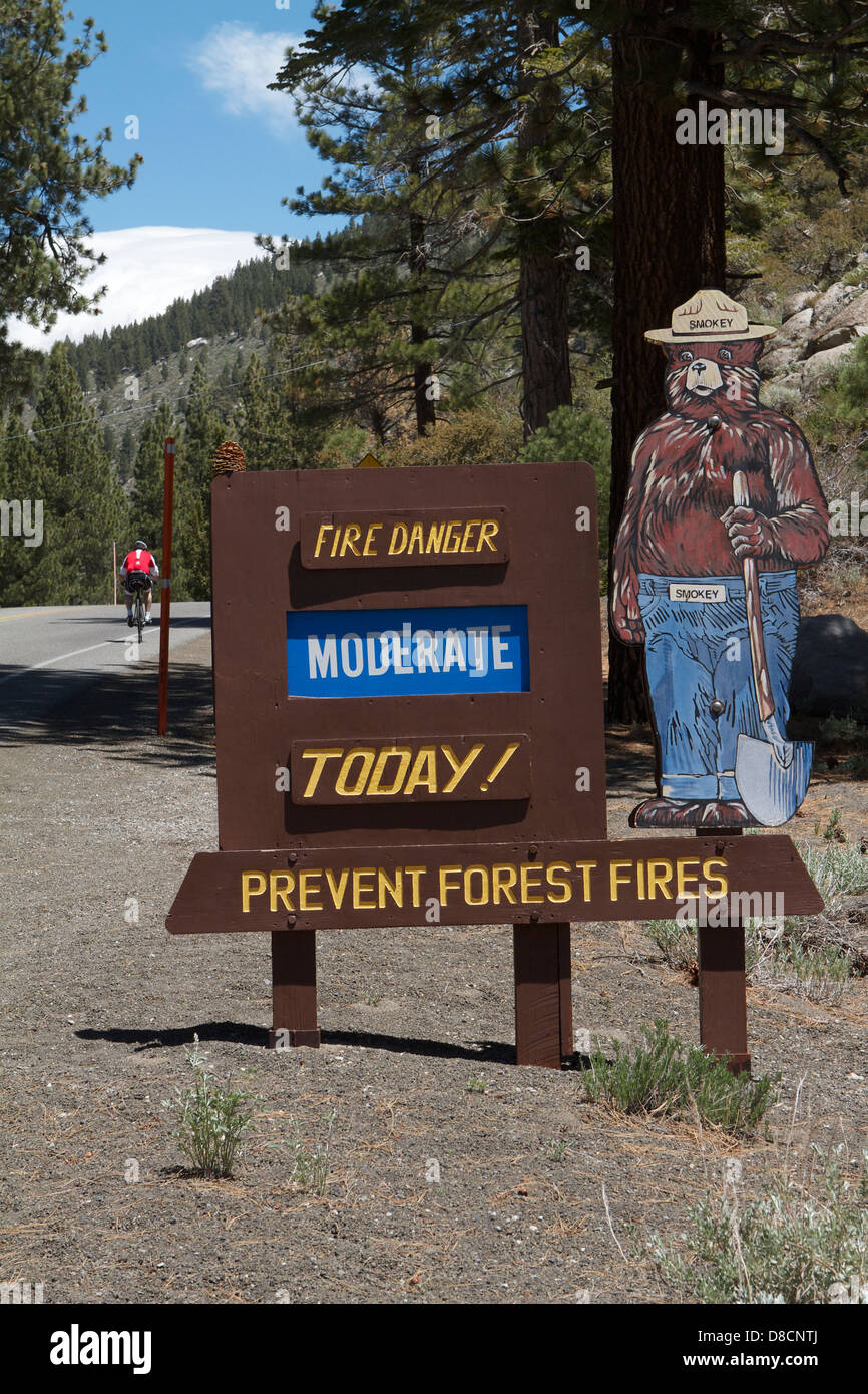 Prevent fire Smokey Bear Fire danger sign in the Sierra Nevada ...
