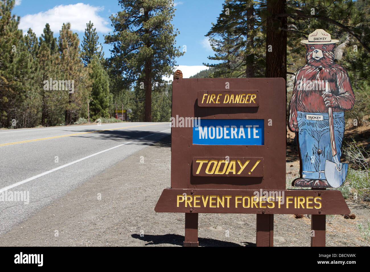 Prevent fire Smokey Bear Fire danger sign in the Sierra Nevada ...
