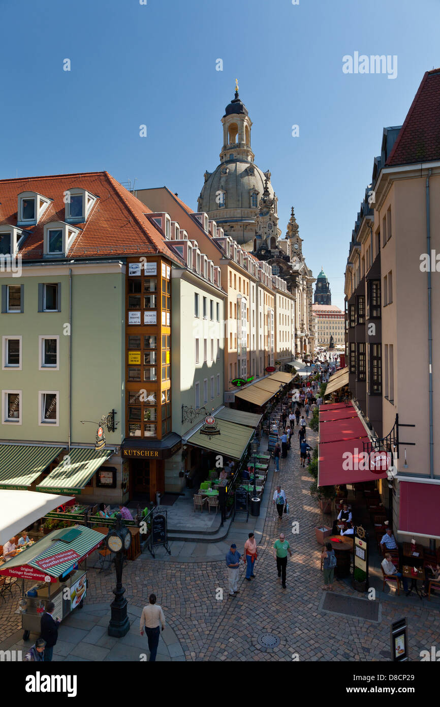 Dresden - View from the Brühlsche Terrasse along the Münzgasse towards ...