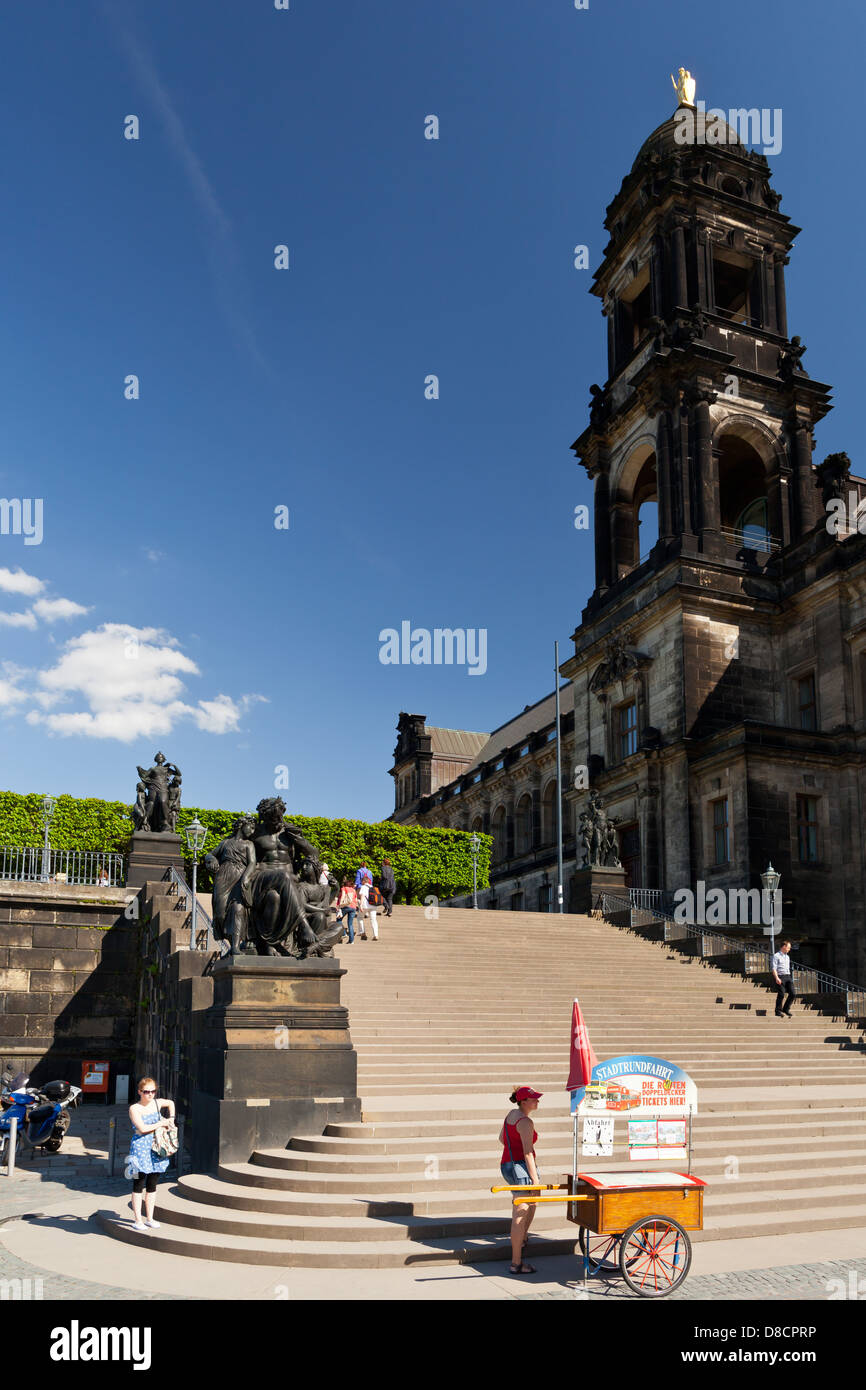 Dresden - Stairs to the Brühlsche Terrasse with the House of the ...