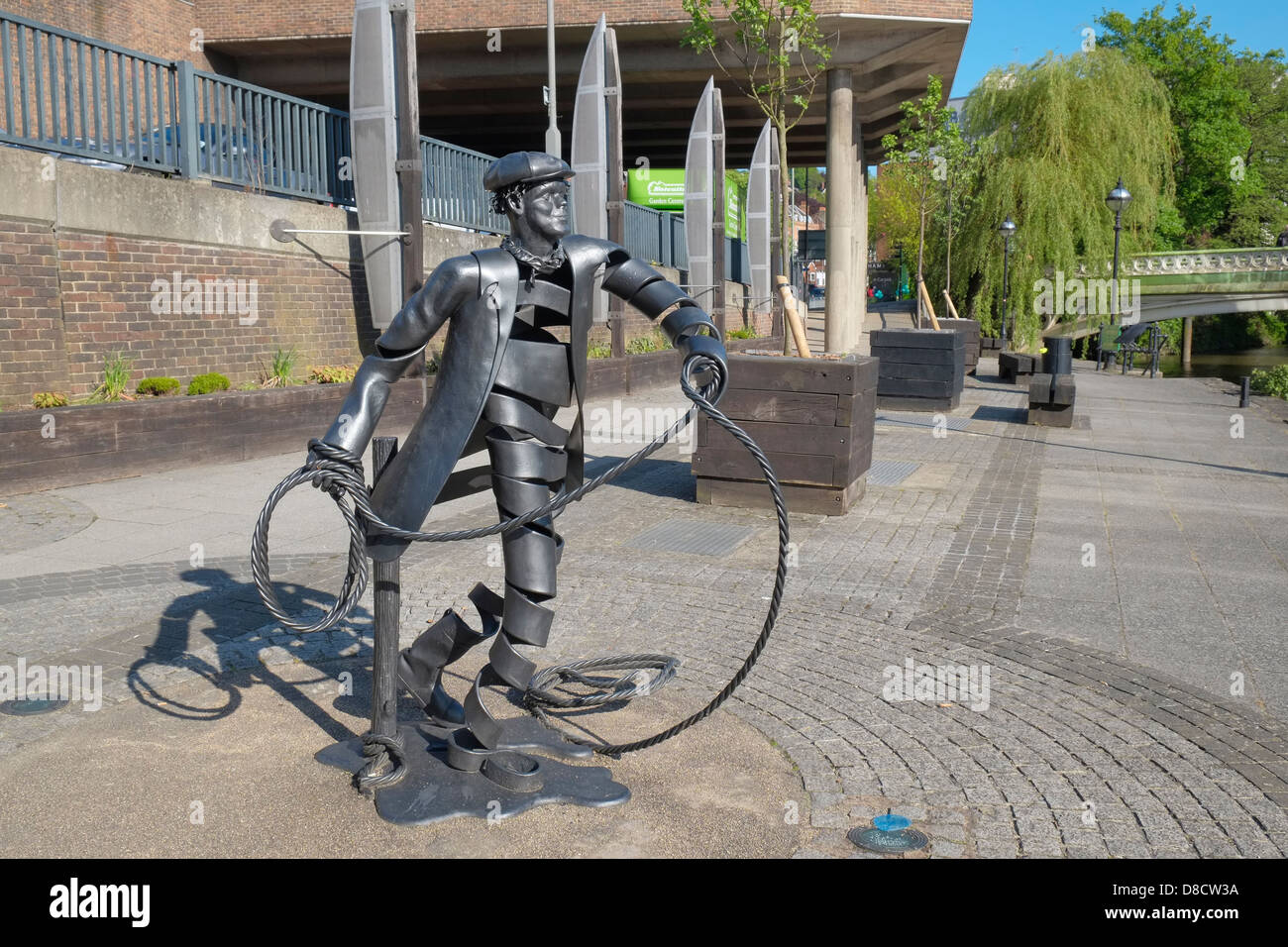 The Bargeman sculpture on the Town Wharf, Guildford, Surrey, England ...