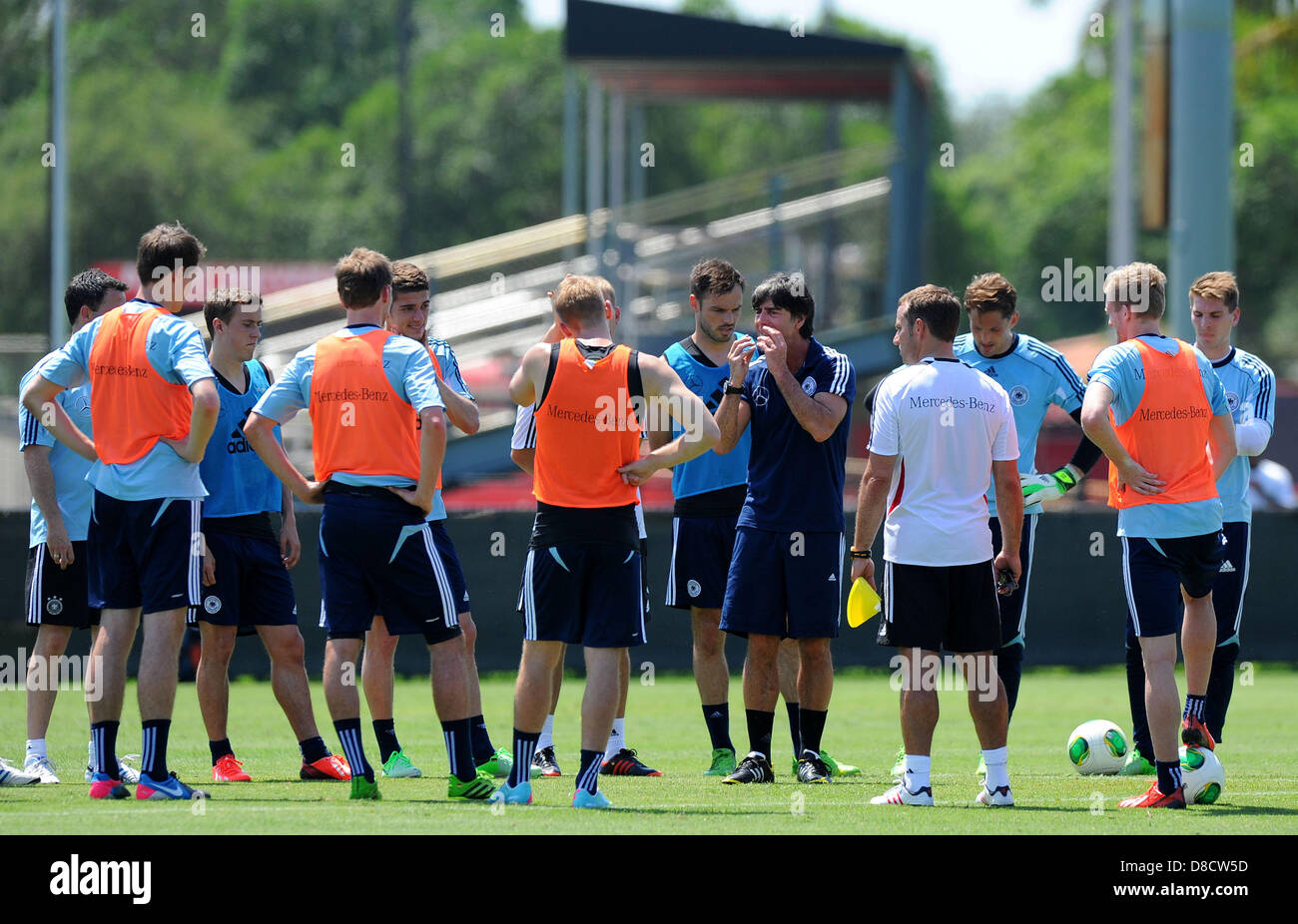 Coach Joachim Löw (C) and the German national team are pictured during ...