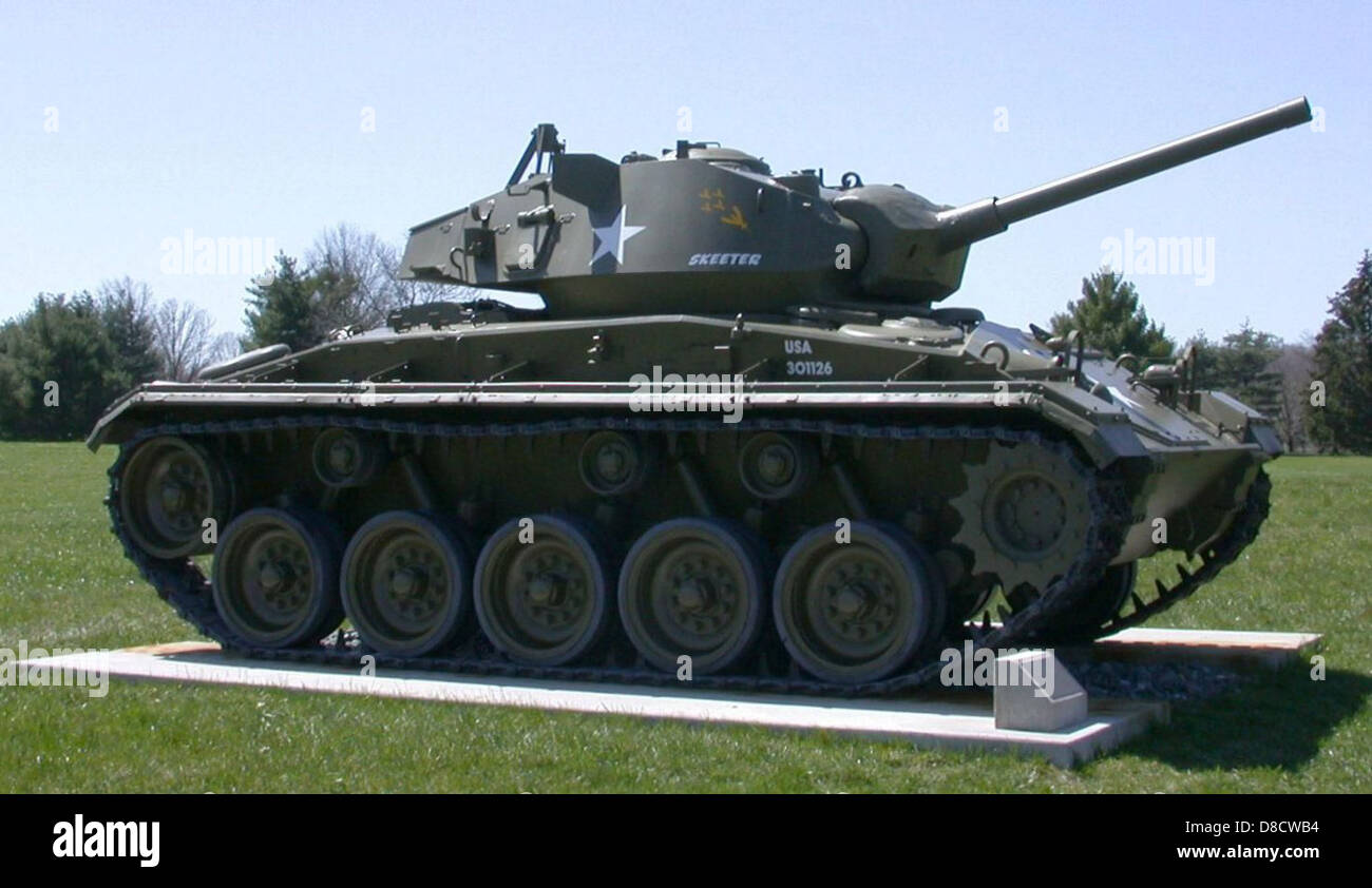 The M24 Chaffee light tank, used during World War II, is displayed as a ...