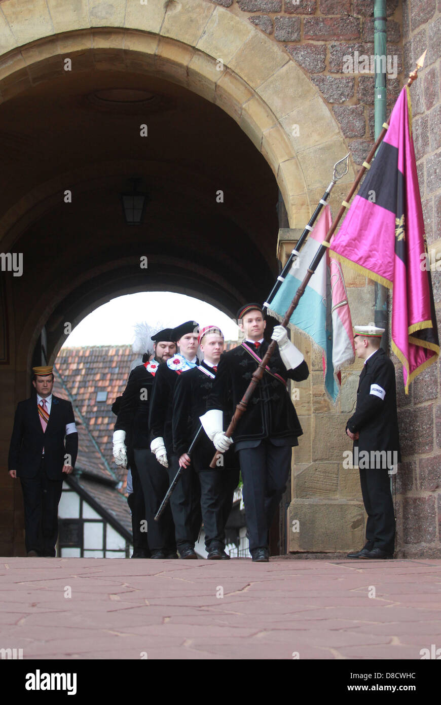 Members of different fraternities march through the inner court yard of ...