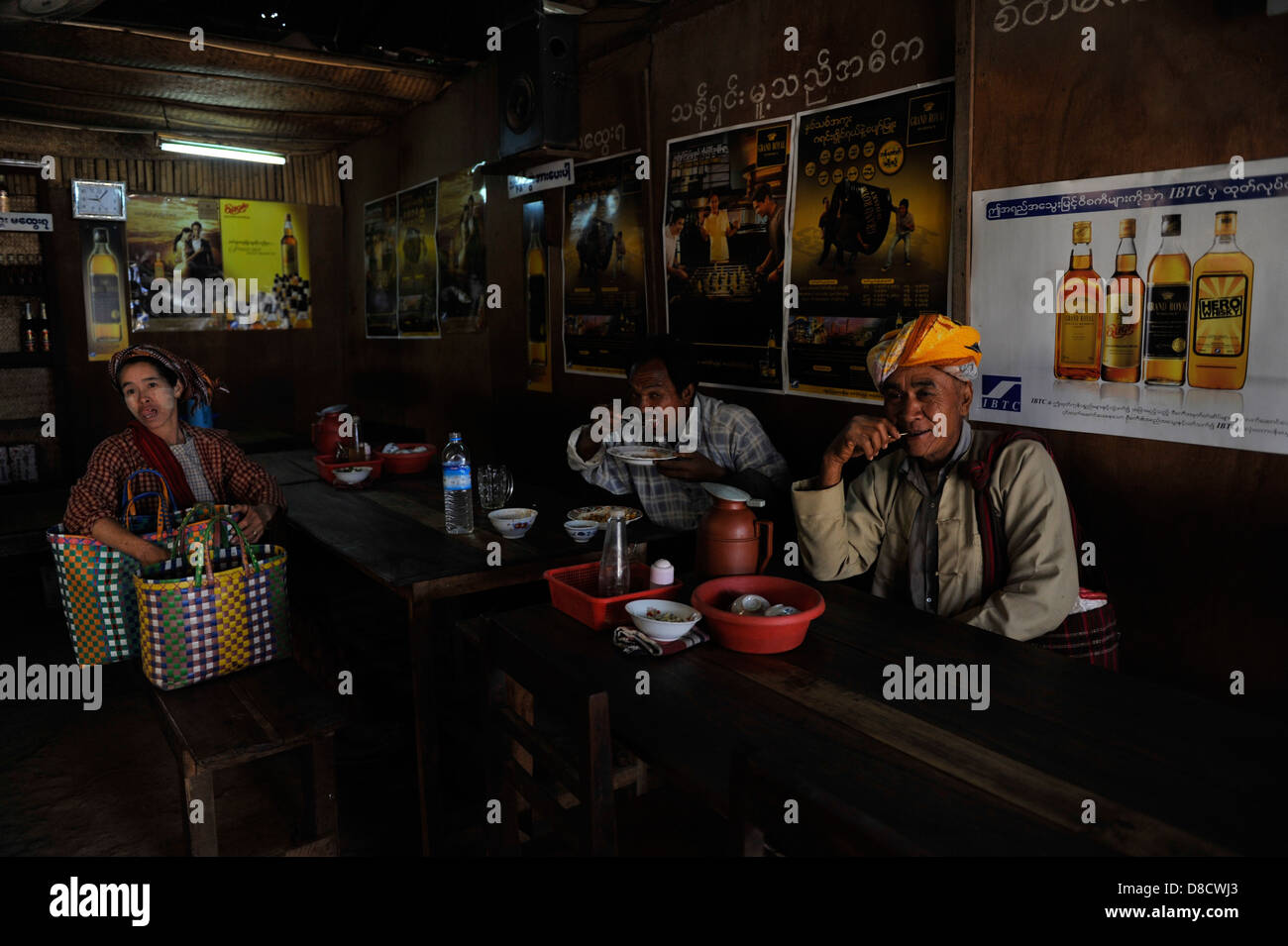 inside a restaurant at the Aungban market in Shan State,Myanmar Stock ...