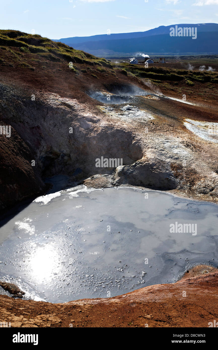 Geothermal mud pool landscape, Hellisheidi, Iceland Stock Photo - Alamy