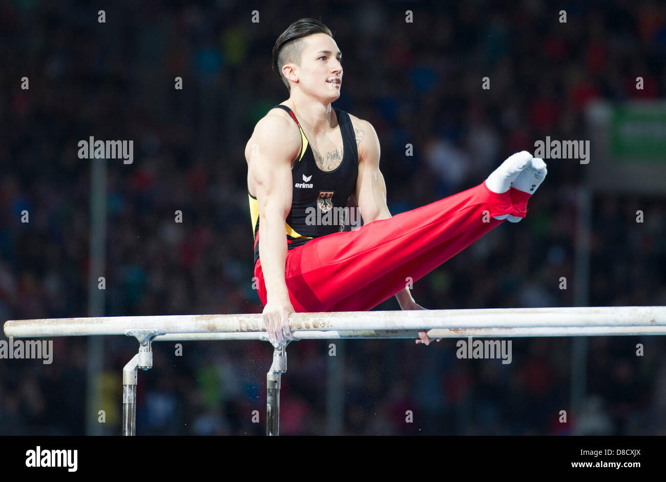 Gymnast Marcel Nguyen performs his skills during the gala of the German ...