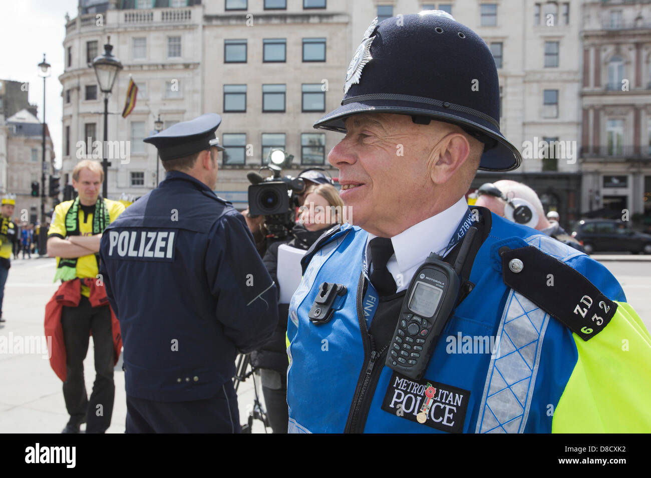 London, UK. 25 May 2013. German and British Police. Fans of Borussia ...