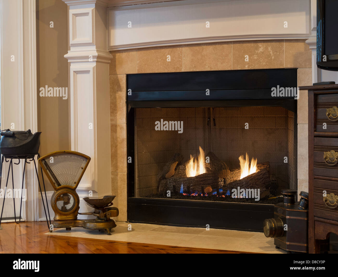 Home Interior Fireplace Stock Photo - Alamy