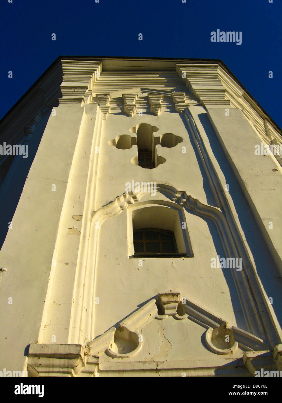 White wall of an architectural ensemble in Catholic church Stock Photo ...