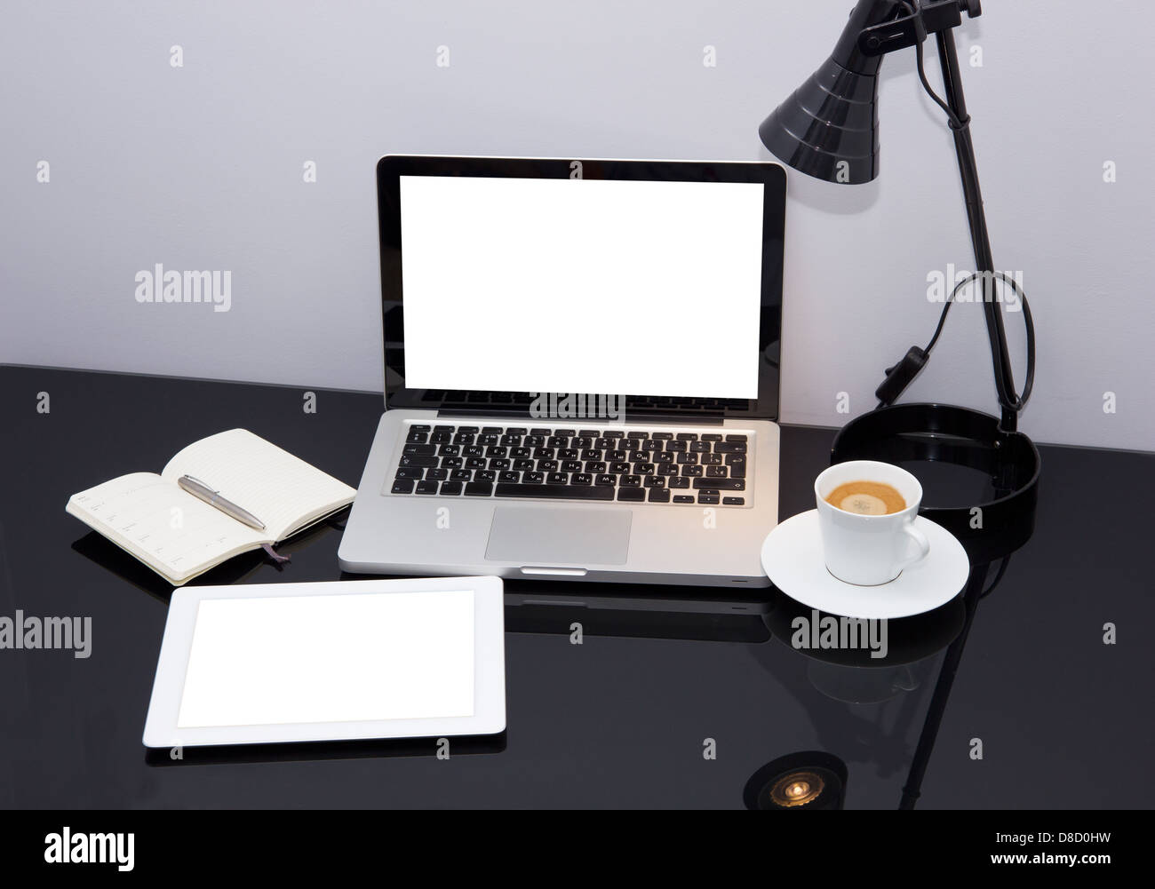 Work place with laptop and tablet Stock Photo - Alamy