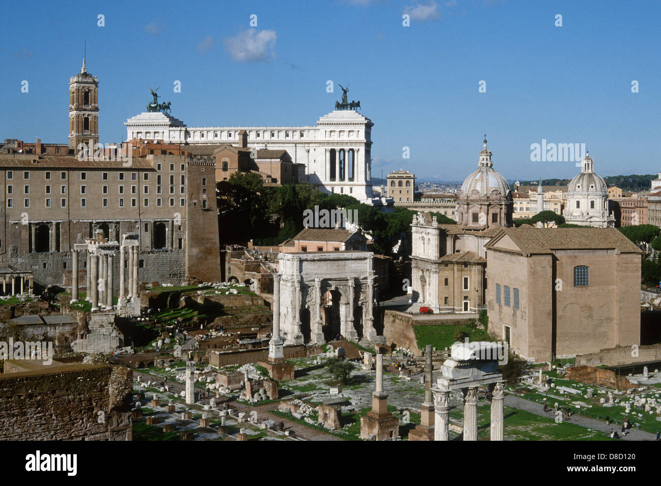 Rome. Italy. The Roman Forum (Foro Romano) with the Capitol and Victor ...