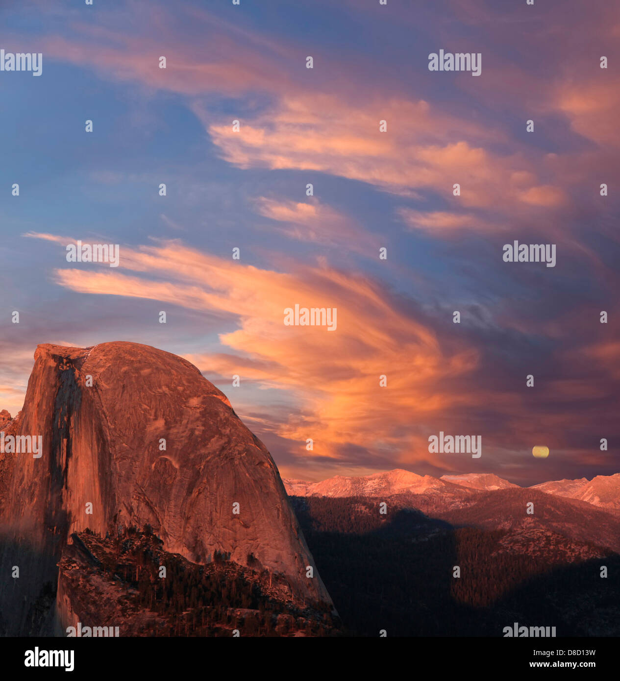 Haft Dome from Glacier Point, sunrise, Yosemite National Park ...