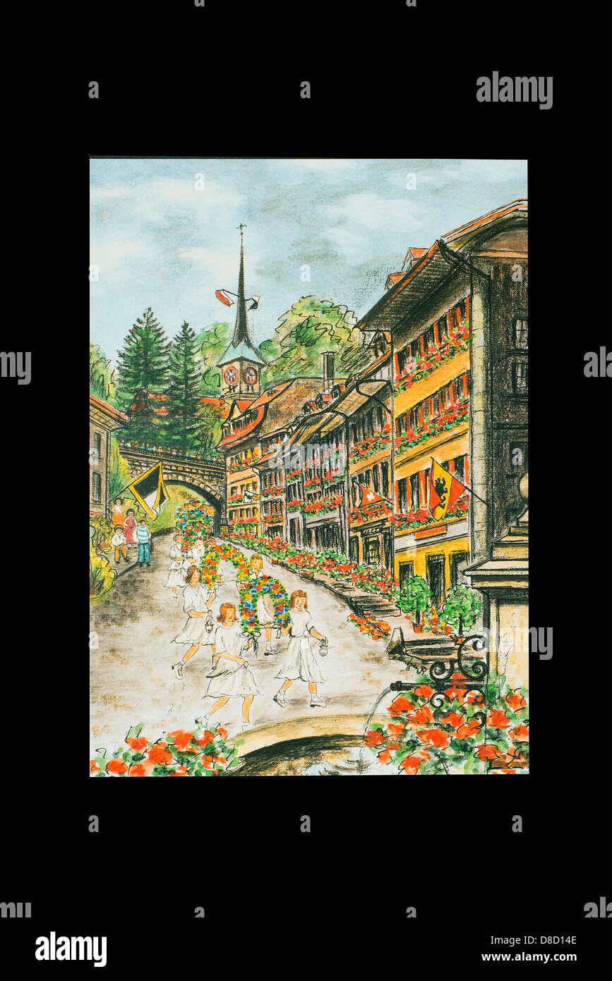 Illustrated postcard hi-res stock photography and images - Alamy