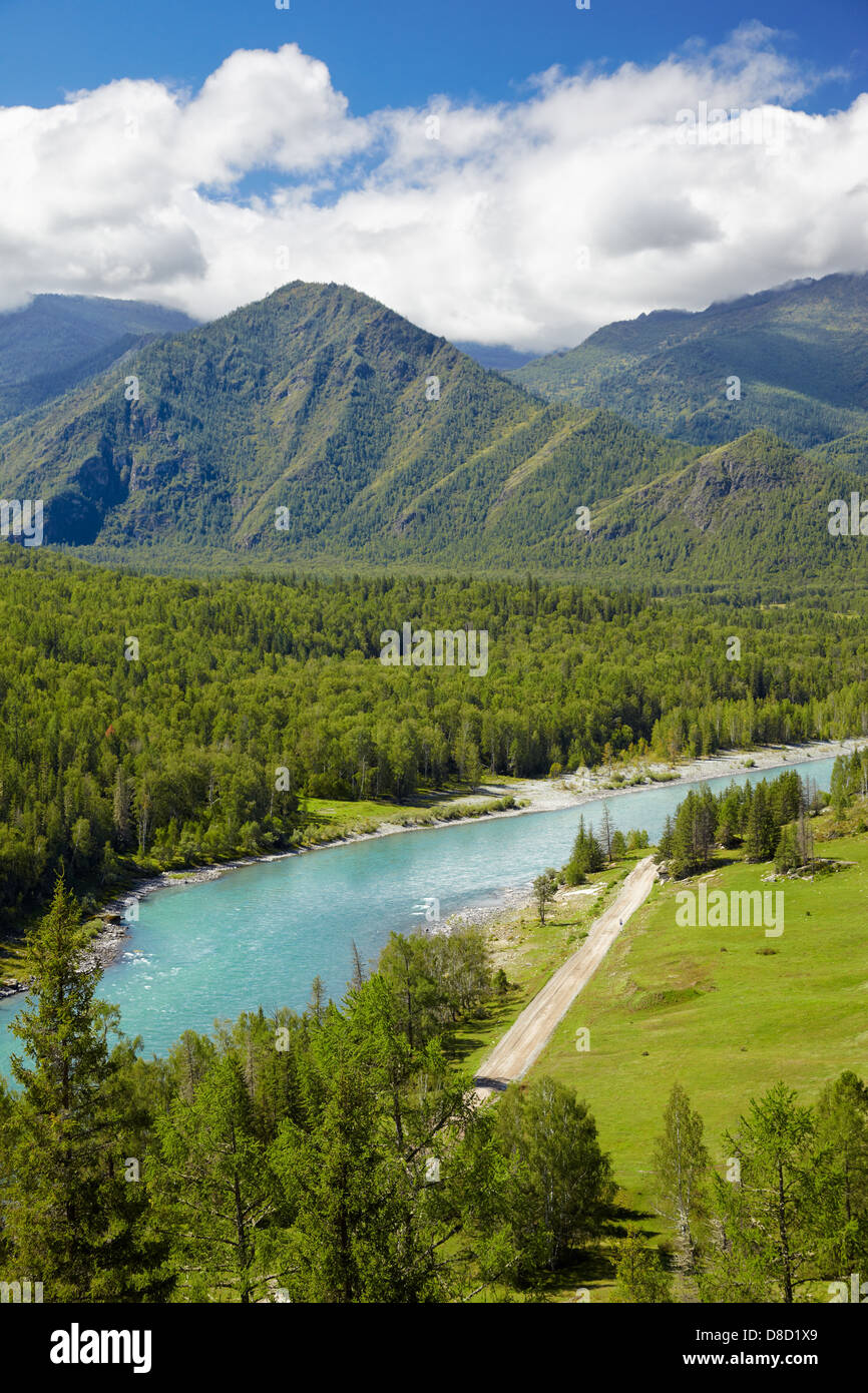 Amazing Mountain Altai landscape with river Katun Stock Photo - Alamy