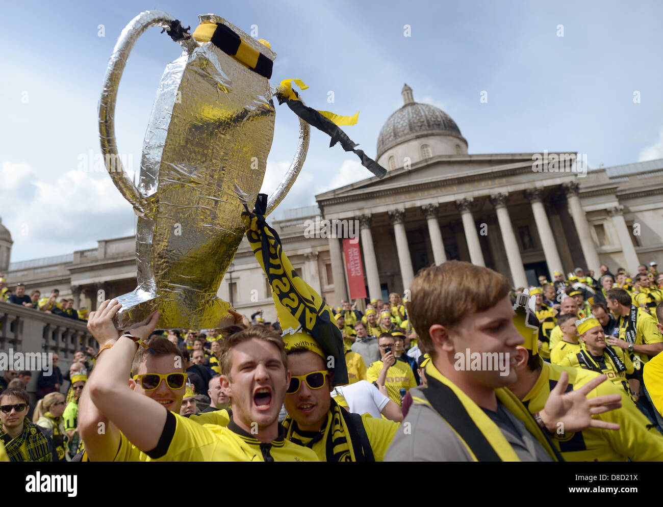Supporters of Borussia Dortmund at the Trafalgar Square in London ...