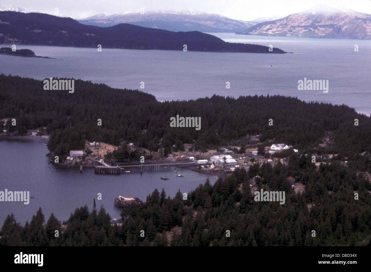 A scenic view of Ouzinkie, a village located on Kodiak Island in Alaska ...