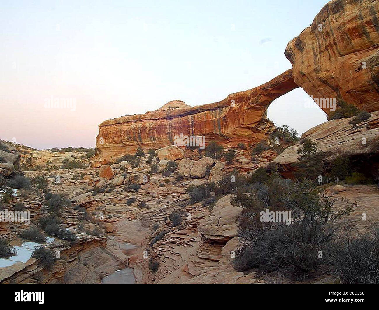 A stock photo of the Owachomo Bridge, one of the three natural ...