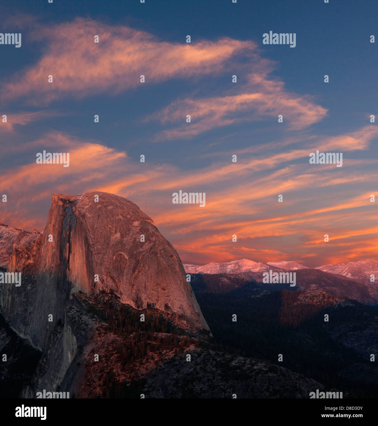 Haft Dome from Glacier Point, sunrise, Yosemite National Park ...