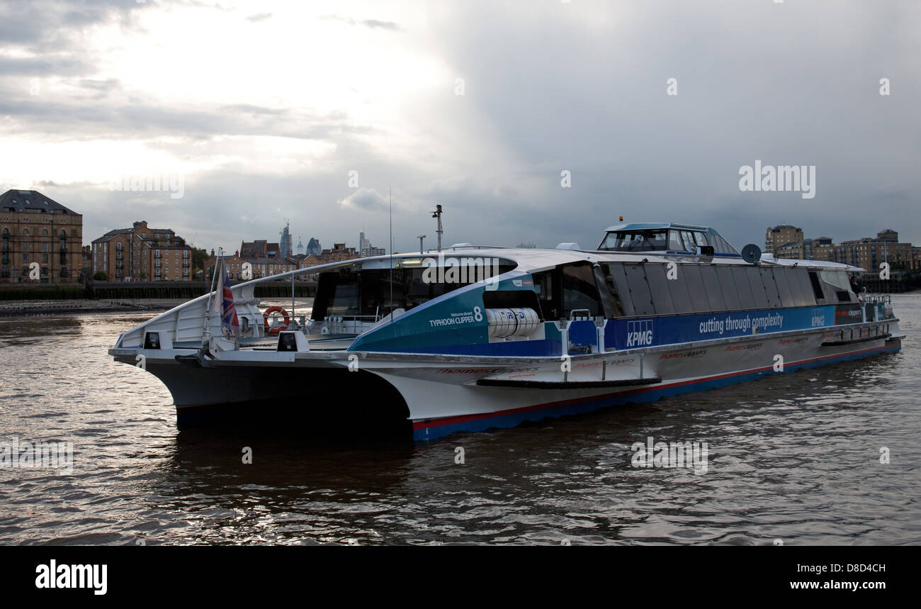 Catamaran on the river Thames Stock Photo - Alamy