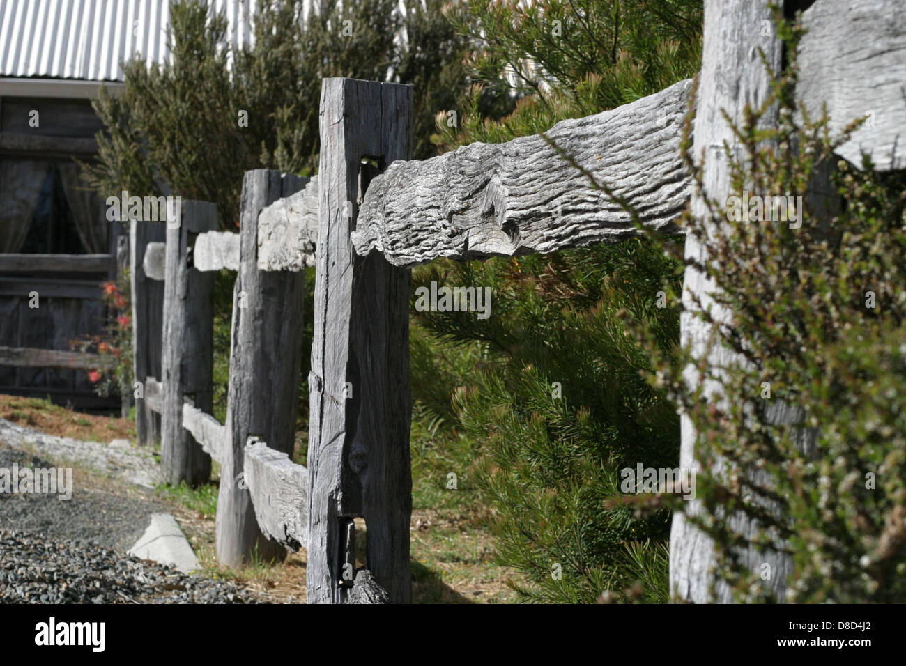 A traditional post and rail fence is seen at Mount Barker, marking a ...