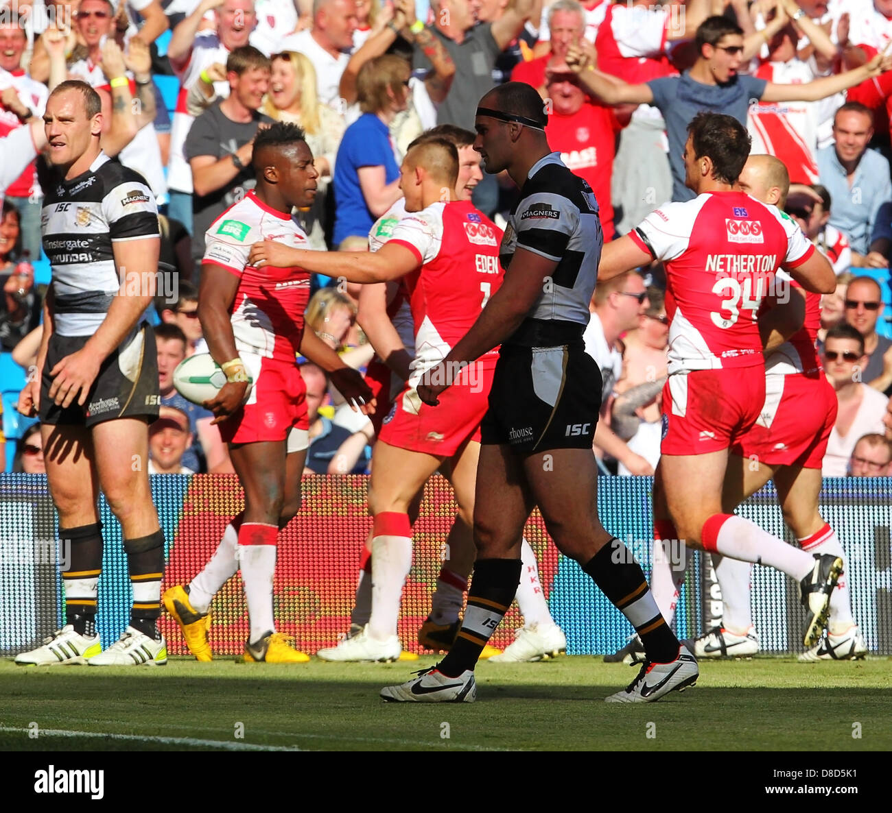 25.05.2013 Manchester, England. Alex Brown of Hull KR celebrates his ...