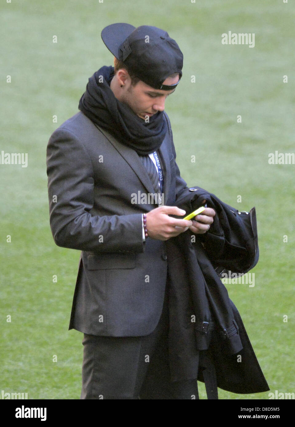 Dortmund's injured Mario Goetze is seen prior to the UEFA soccer ...