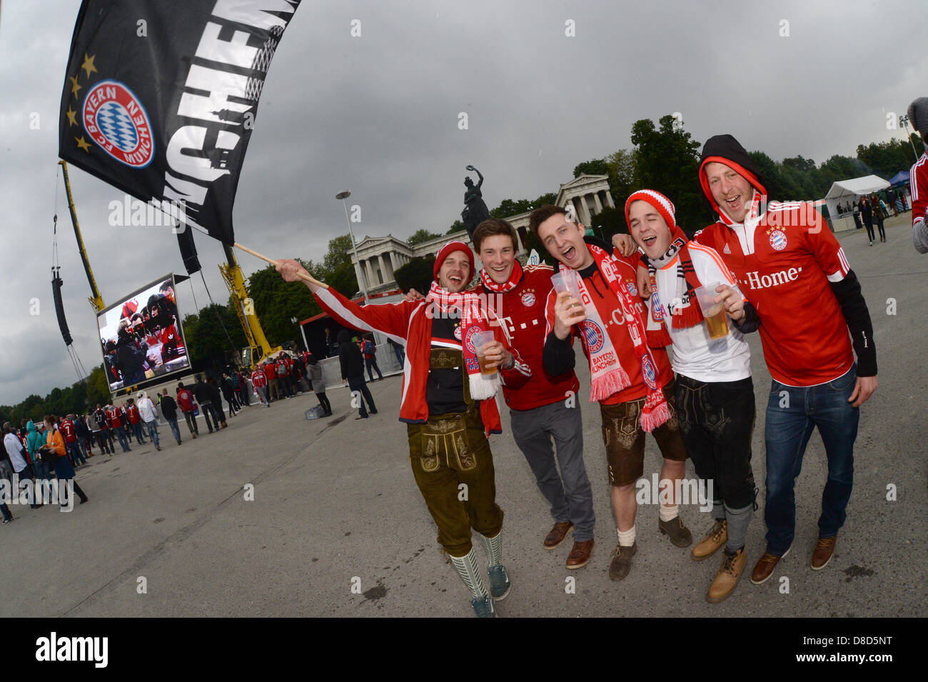 Fans of FC Bayern Munich gather at a public viewing event held at Stock ...