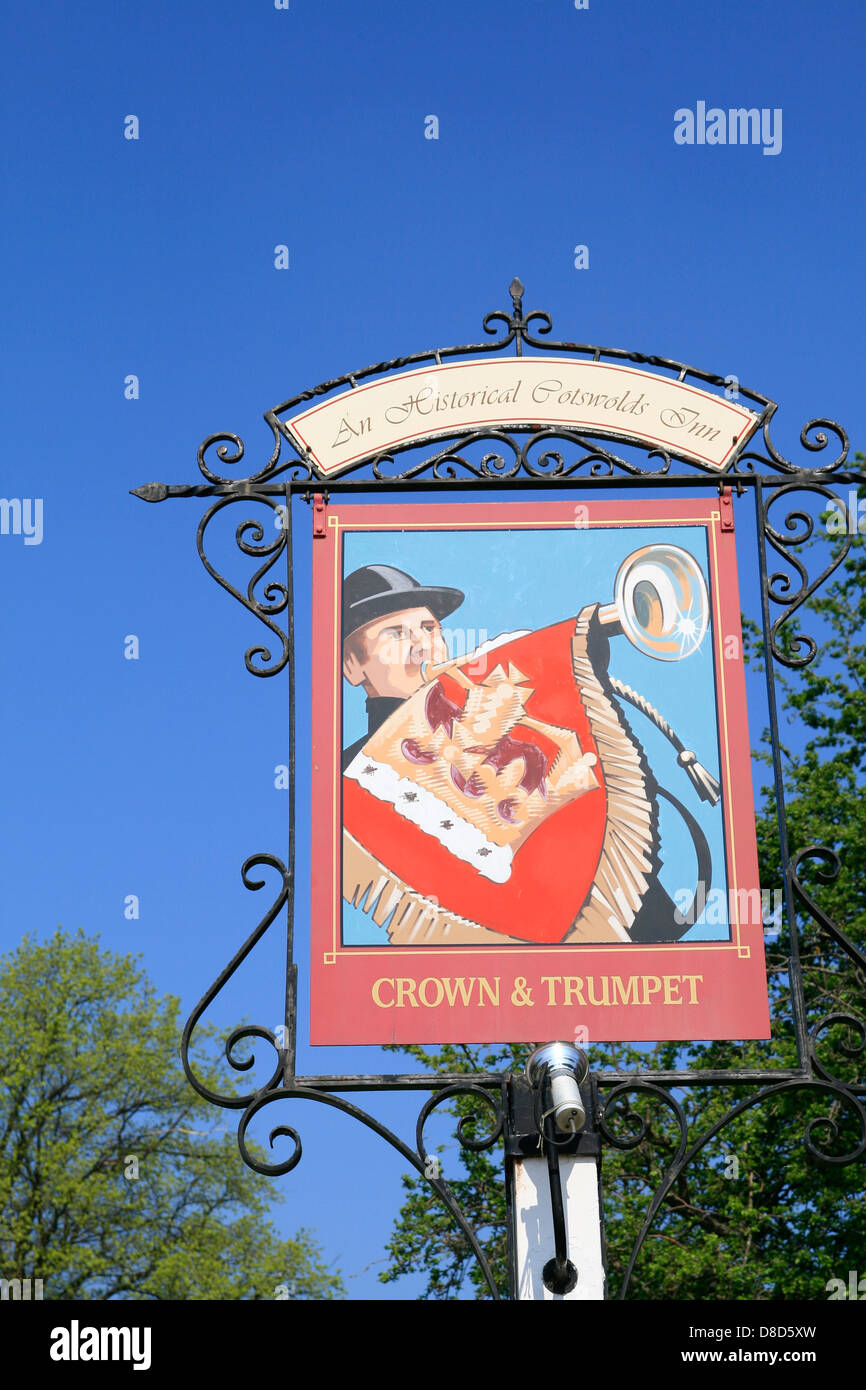Crown and Trumpet inn sign Broadway Worcestershire England UK Stock ...