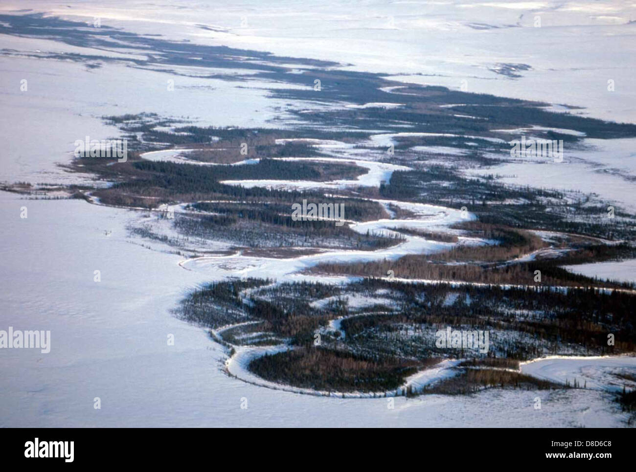 This image depicts rivers and streams during winter, with the water ...