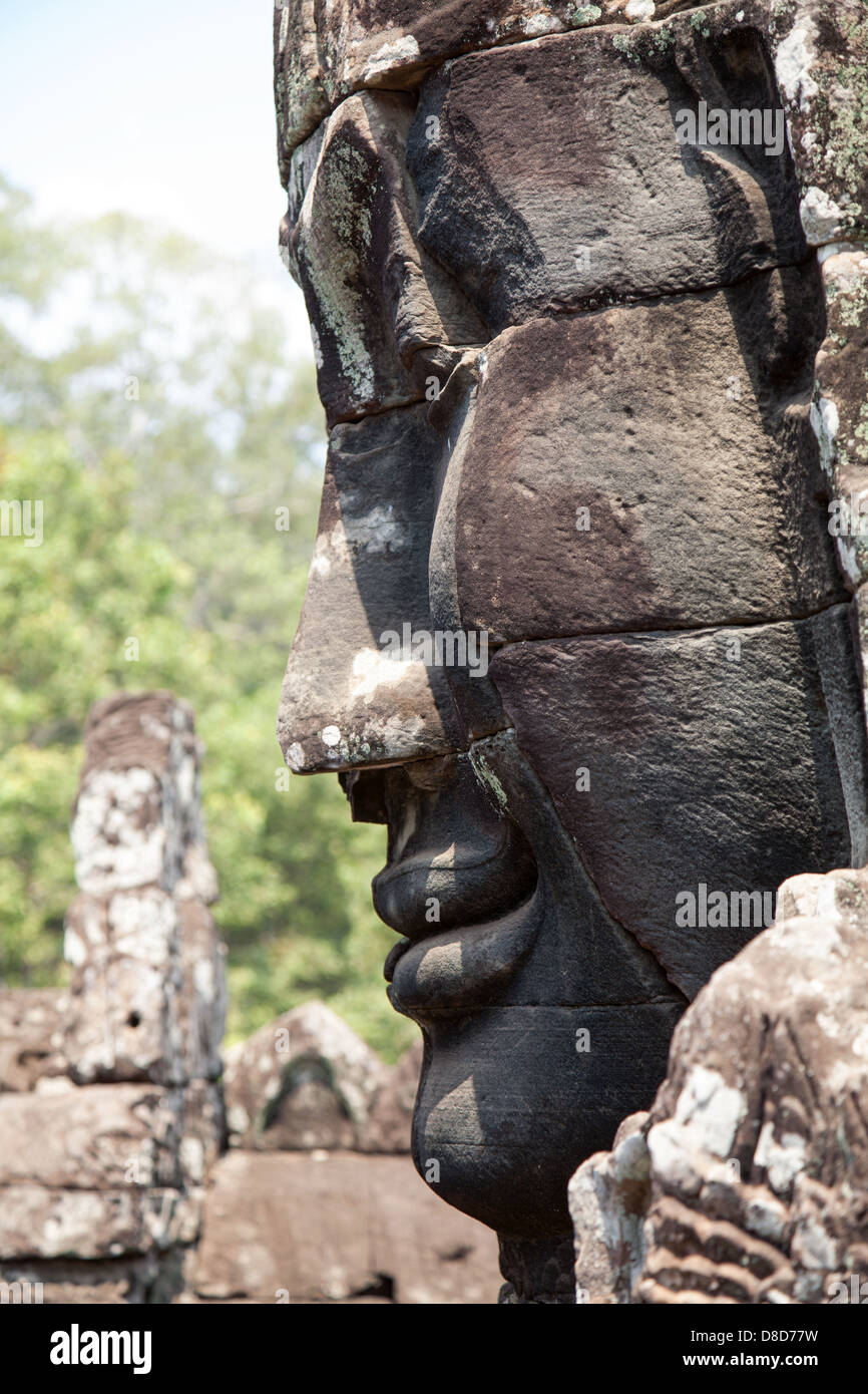Bayon tepmle faces in Cambodia Stock Photo - Alamy