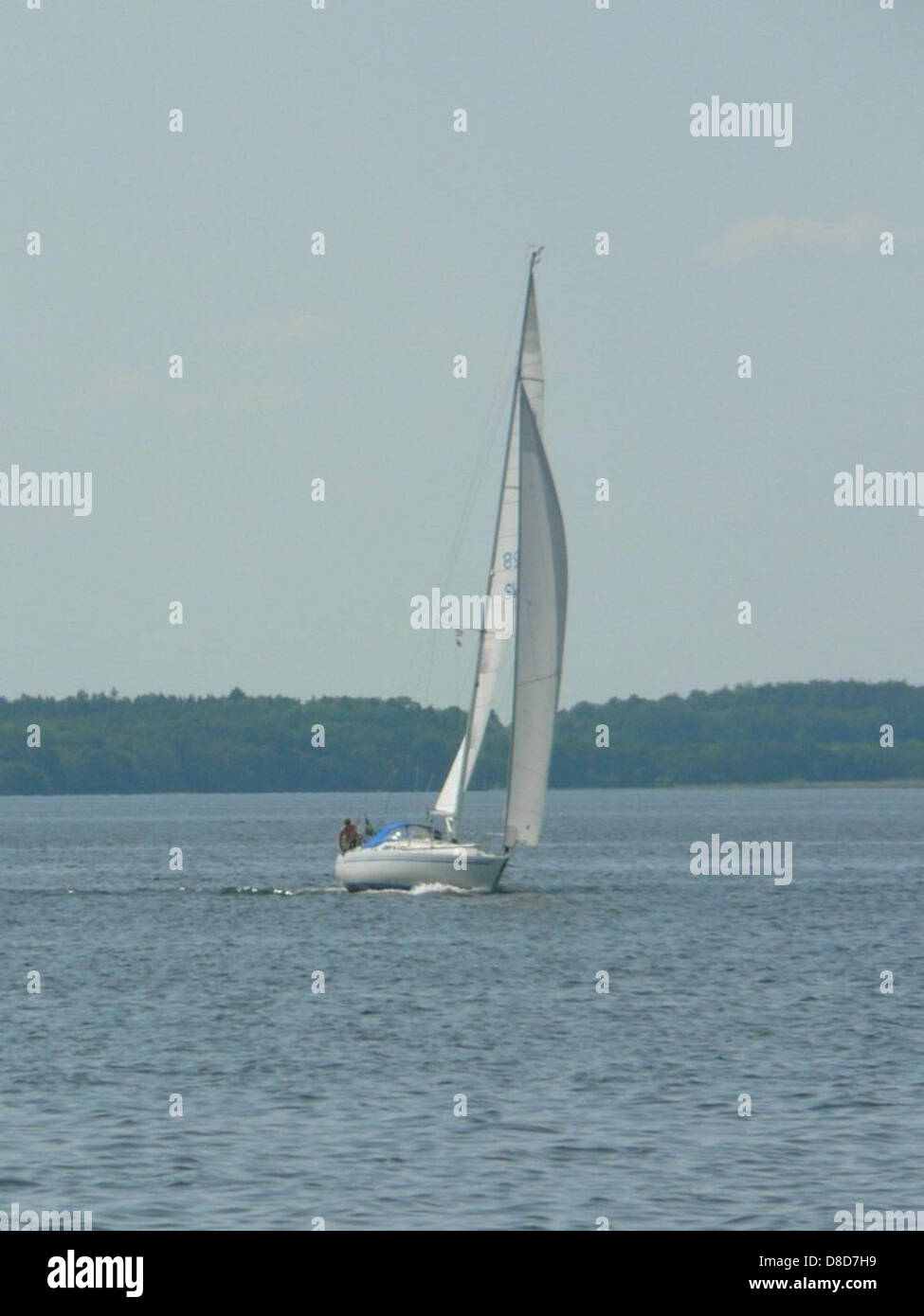 A sailing boat glides across the water, harnessing the wind to propel ...