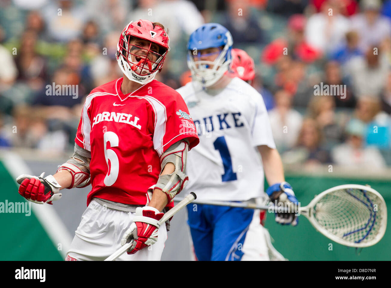 May 25, 2013: Cornell Big Red attack Steve Mock (6) reacts after ...