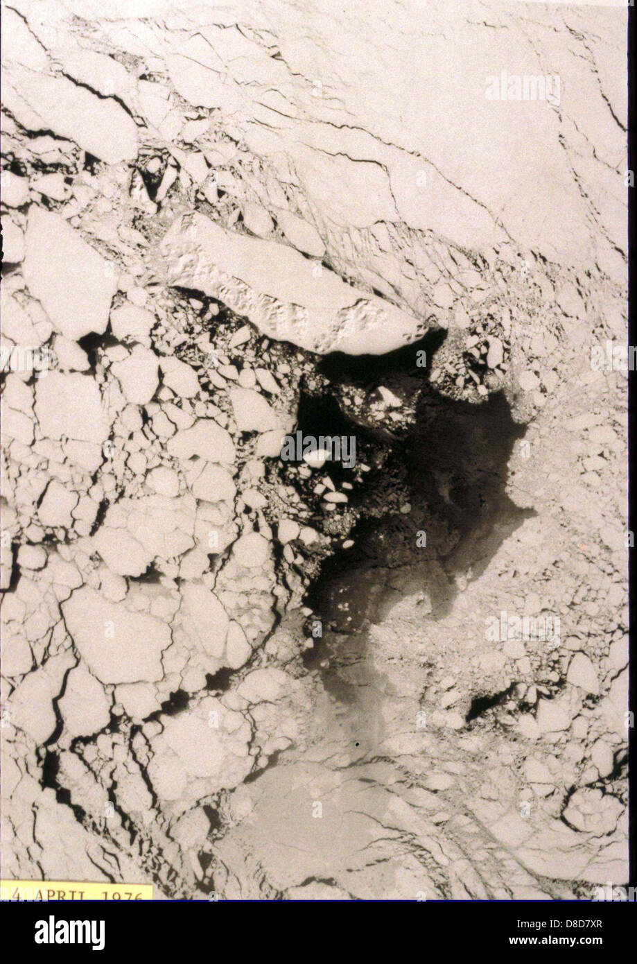 A satellite image of the Bering Sea, showing vast expanses of water and ...