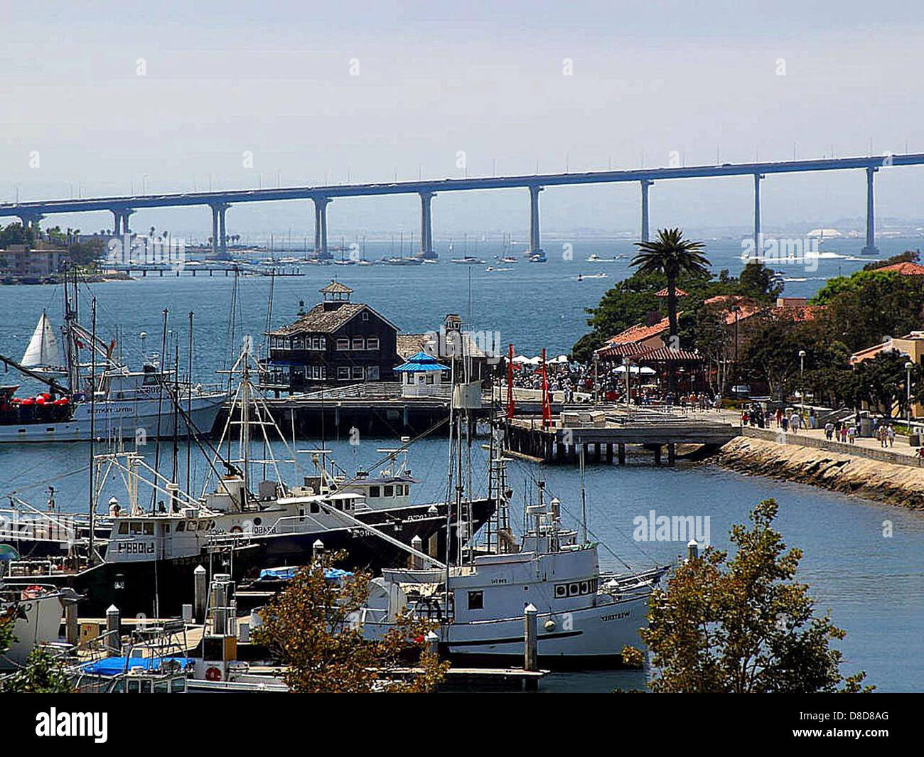 A scenic view of Seaport Village and Coronado, visible from the deck of ...