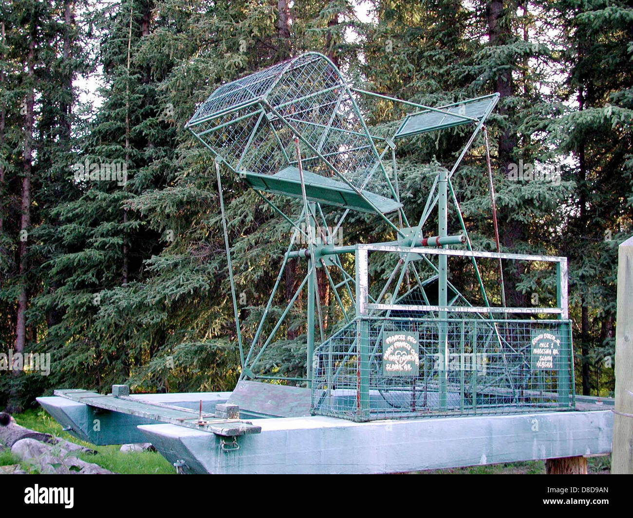 A traditional Slana fish wheel, used for catching fish in rivers. The ...