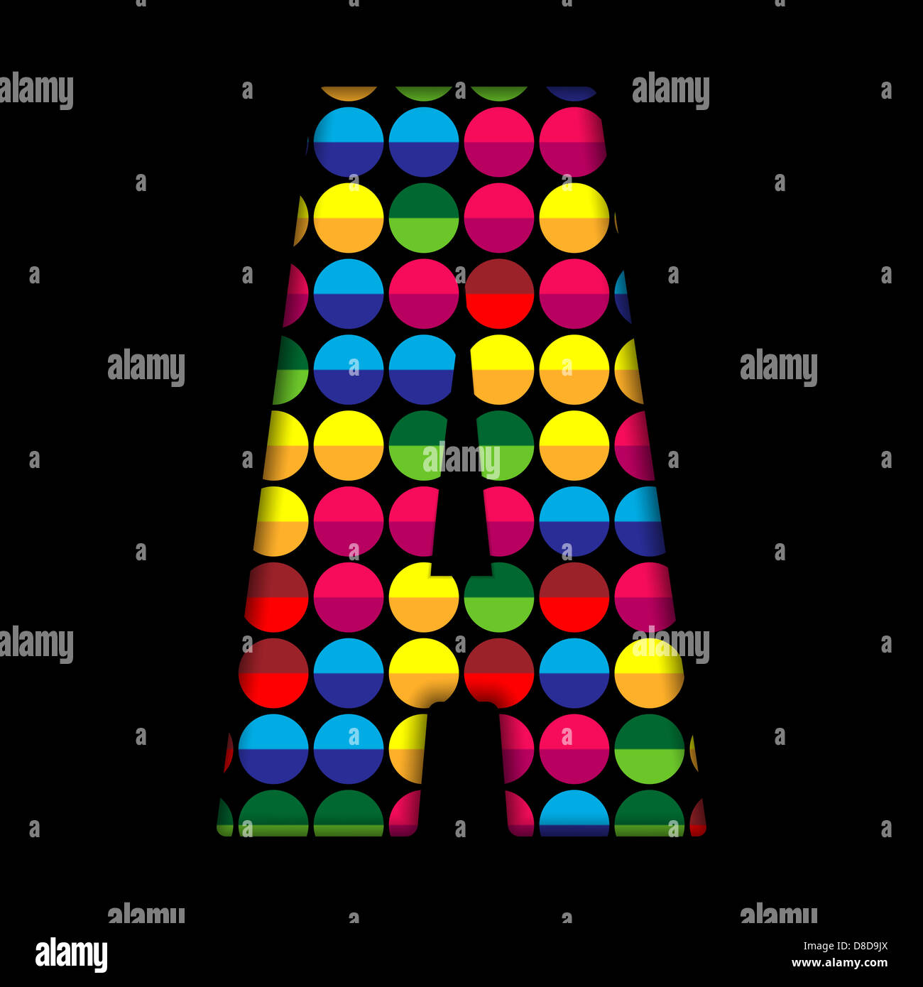 Vector - Alphabet Dots Color on Black Background Stock Photo - Alamy