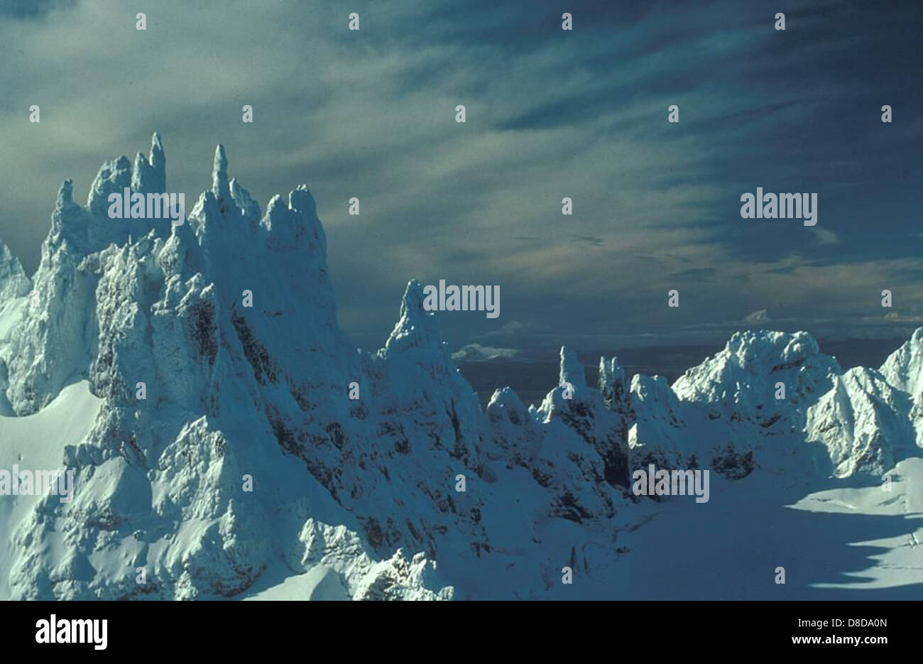 Snow covered aghileen pinnacles Stock Photo - Alamy