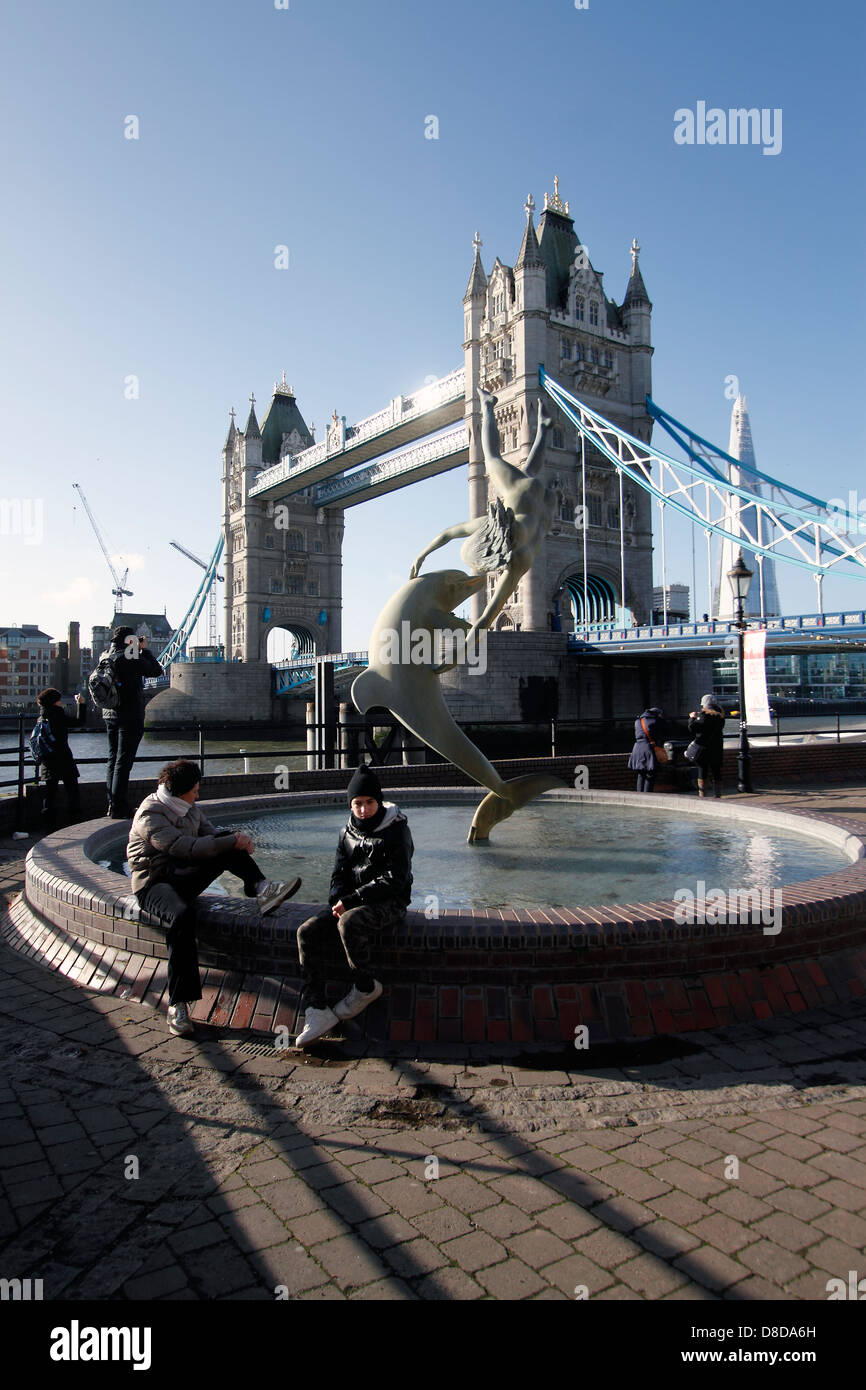 'Girl with a Dolphin' was created by artist David Wynne in 1973. Tower ...