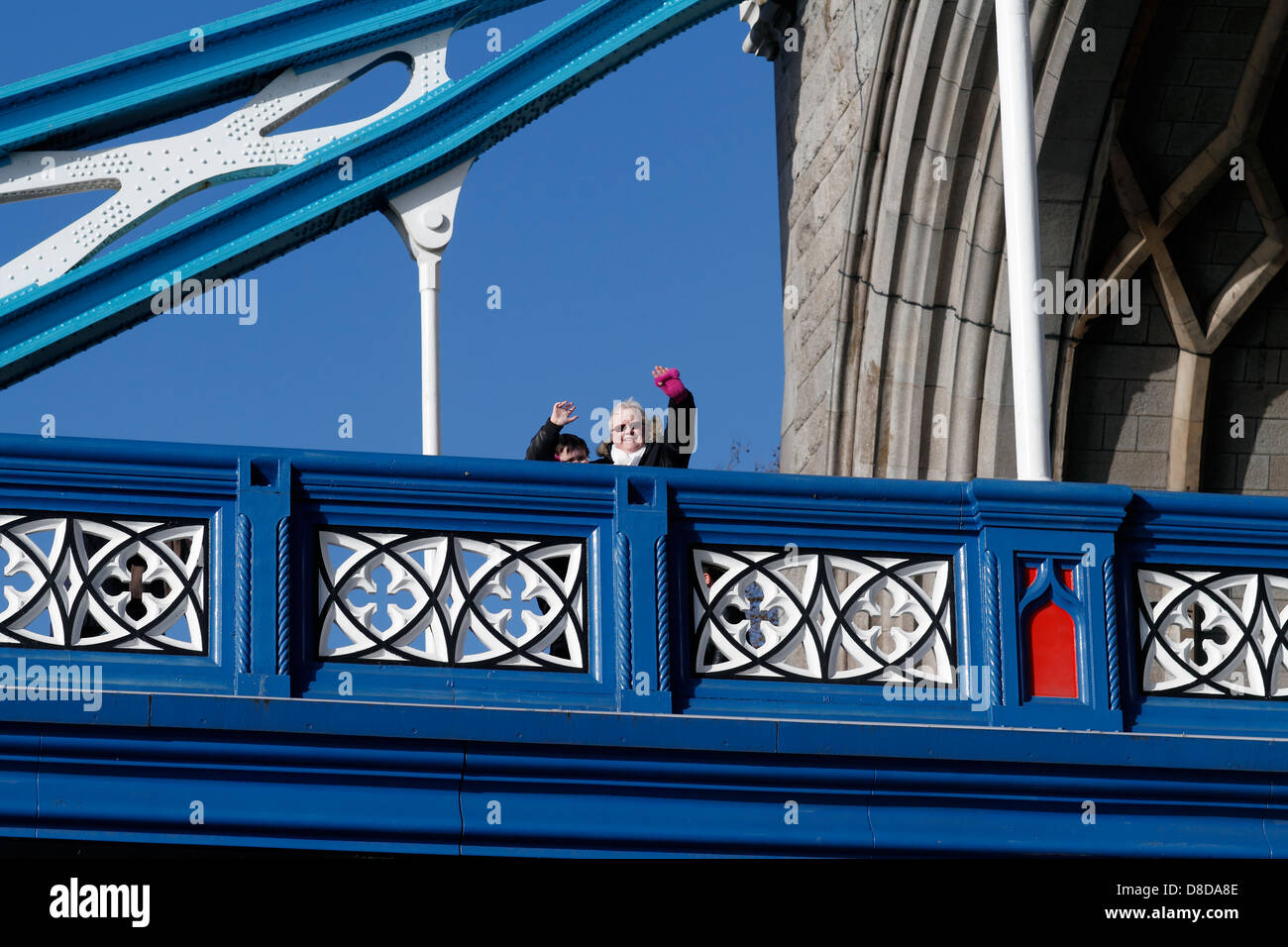 Tower Bridge SE1, people waving Tower Bridge (built 1886–1894) is a ...