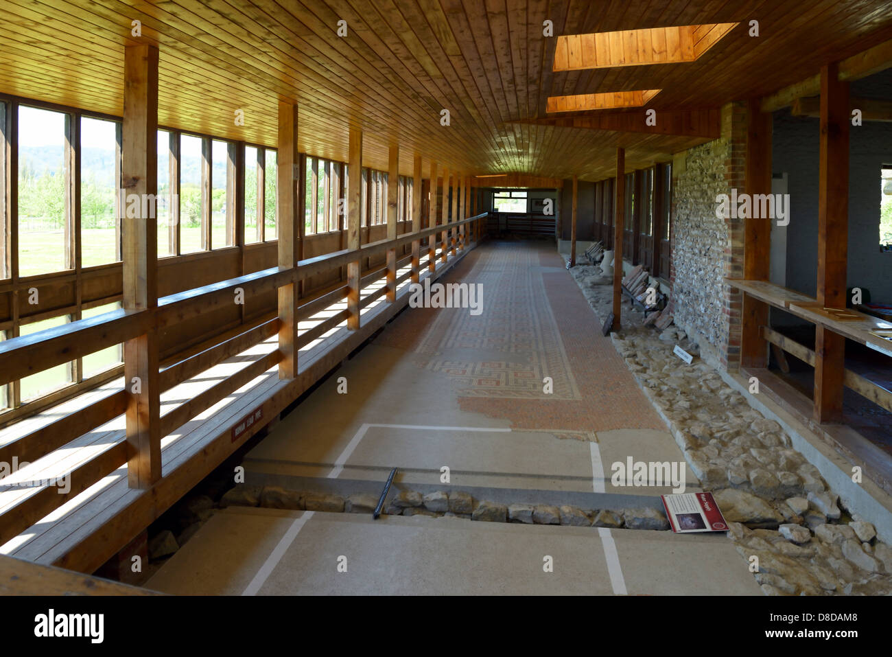 The mosaic floor of the northern corridor of Bignor Roman villa is the ...