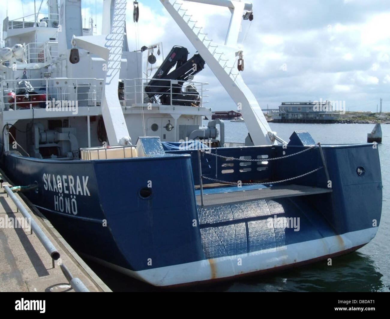 A detailed image of the stern of a fishing boat, showing the structure ...