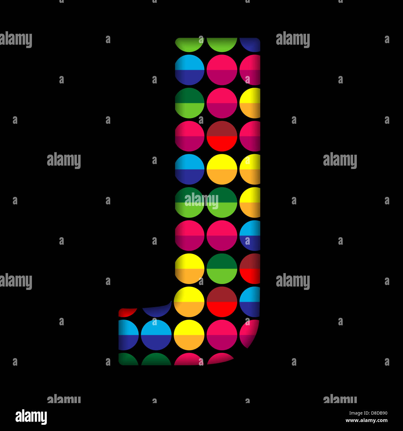 Vector - Alphabet Dots Color on Black Background Stock Photo - Alamy