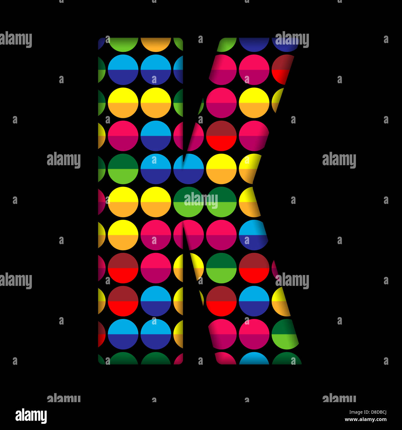 Vector - Alphabet Dots Color on Black Background Stock Photo - Alamy