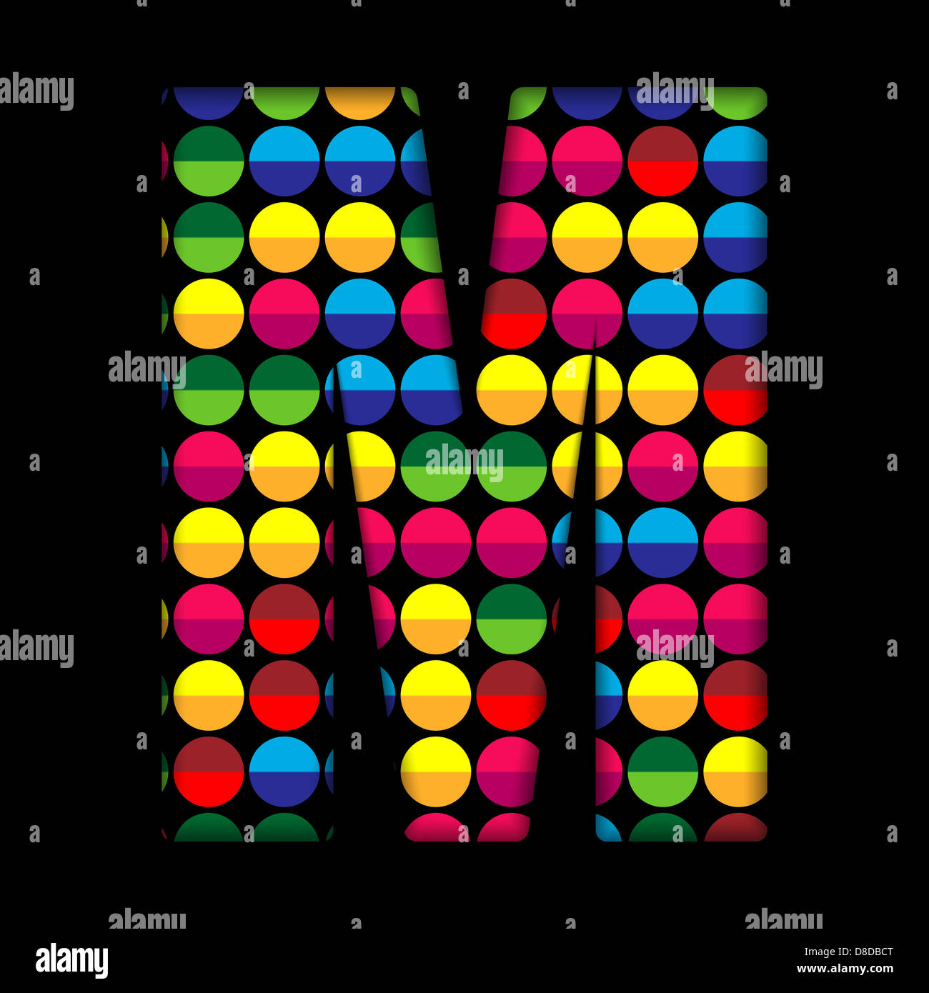 Vector - Alphabet Dots Color on Black Background Stock Photo - Alamy